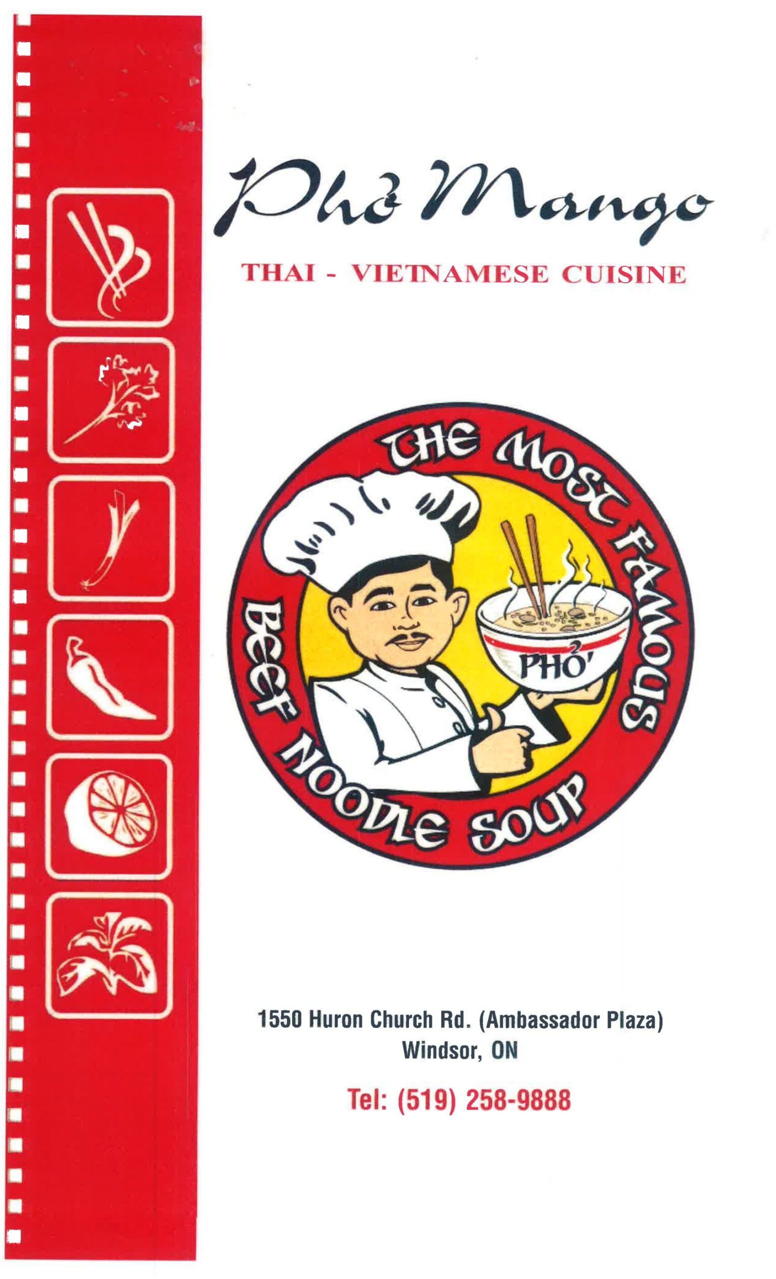 Scanned Menu - Pho Mango Thai - Vietnamese Cuisine